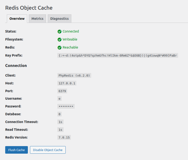 Install Redis Object Cache Plugin into WordPress